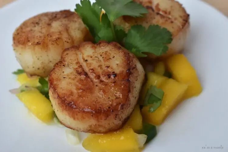 Seared Scallops with Mango Salsa • www.knifeandpaddle.com