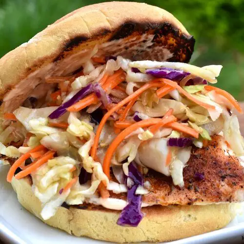 Healthy Fish Sandwich with Asian Slaw • www.knifeandpaddle.com